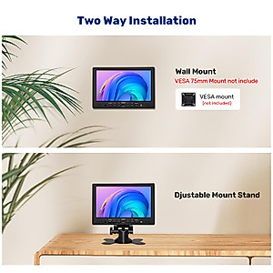 OSCY 7 Inch Small Monitor 1024x600 Mini Monitor, HDMI VGA AV Tiny Monitor