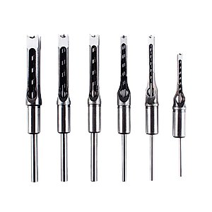 Square Hole Mortise Chisel Drill Bit Tools, HSS Woodworking Hole Saw Mortising Chisel Drill Bit Set Twist Drill, Different Sizes 1/4" 5/16" 3/8" 1/2" 9/16" 5/8"(6pcs)