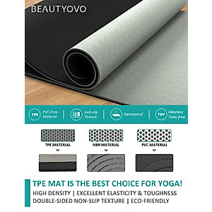 Yoga Mat with Strap, 1/3 Inch Extra Thick Yoga Mat Double-sided Non Slip, Professional TPE Yoga Mats for Women Men, Workout Mat for Yoga, Pilates and Floor Exercises