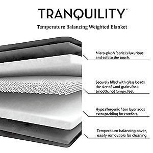 Tranquility. Weighted Blanket with Washable Cover ● Gray ● 15 lbs