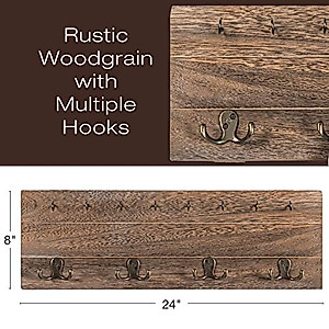 EXCELLO GLOBAL PRODUCTS Rustic, Shabby Chic Wall Mounted Hanging Entryway Coatrack Organizer. 24x8 - GPP-0017