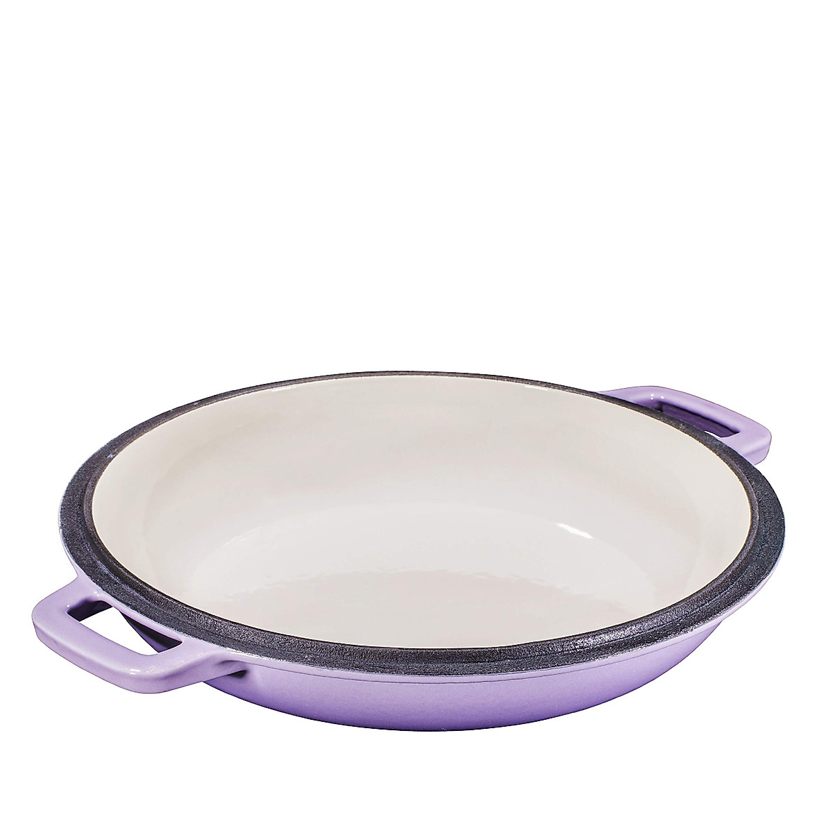 Bruntmor 2-in-1 Enamel Cast Iron Dutch Oven With Handles - Crock Pot Purple Cast Iron pot with Skillet lid - All-in-One Cookware Braising Pan for Casserole Dish - 5 Quart, Purple