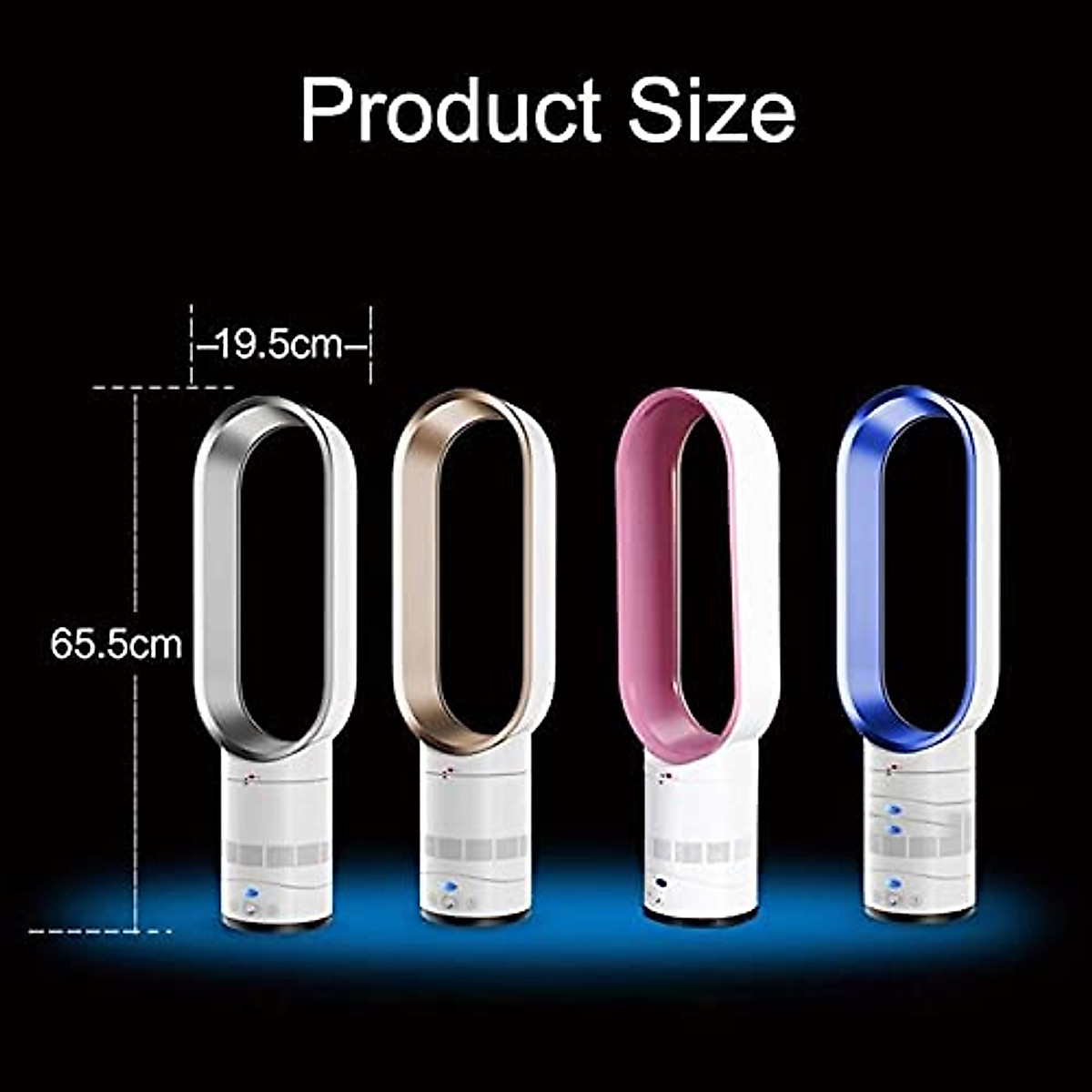 SSLW Space Heater Bladeless Tower Fan, Heater and Fan Combo, 1-8H Timer 8 Speeds with Remote Control, for Indoor Large Room Bedroom Home Office Use, Gold