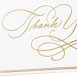Hallmark Thank You Cards Assortment, Gold Foil Scroll (50 Thank You Notes with Envelopes for Wedding, Bridal Shower, Baby Shower, Business, Graduation)