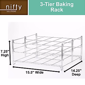 Nifty 3-in-1 Baking Rack – Nickel Chrome Plating, Cooling & Baking Rack, Multipurpose Kitchen Accessory, Folds Flat for Easy Storage, Use for Cookies, Pizzas, Baked Goods