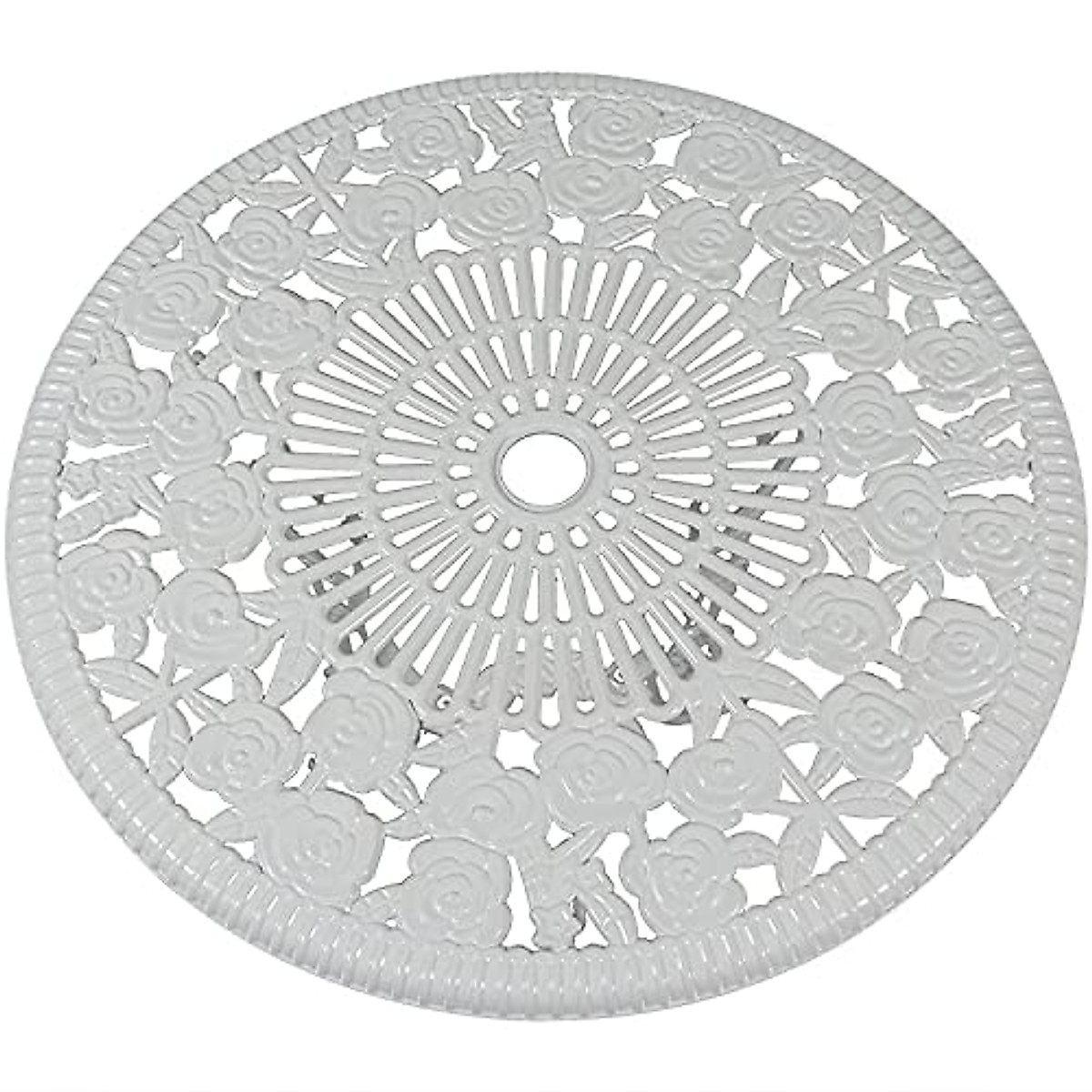 Sunnydaze 3-Piece Flower Designed Bistro Table Set with 2 Chairs, Outdoor Cast Aluminum, White