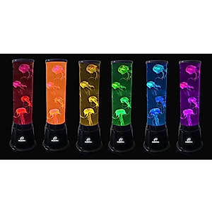 Elegantoss LED Round Jellyfish Lava Lamp with 7 Color Changing Light Effects, Remote. A Sensory Synthetic Jelly Fish Aquarium Tank 14 inches Tall Mood Lamp.