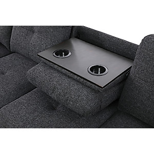 Star Home Living Sectional w/Ottoman Sofas, 97.2" W x 69.3" D x 32.3" H, Black Grey