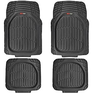 Motor Trend MT-921-BK FlexTough Tortoise - Heavy Duty Rubber Floor Mats for Car SUV Van & Truck - All Weather Protection - Deep Dish (Black)