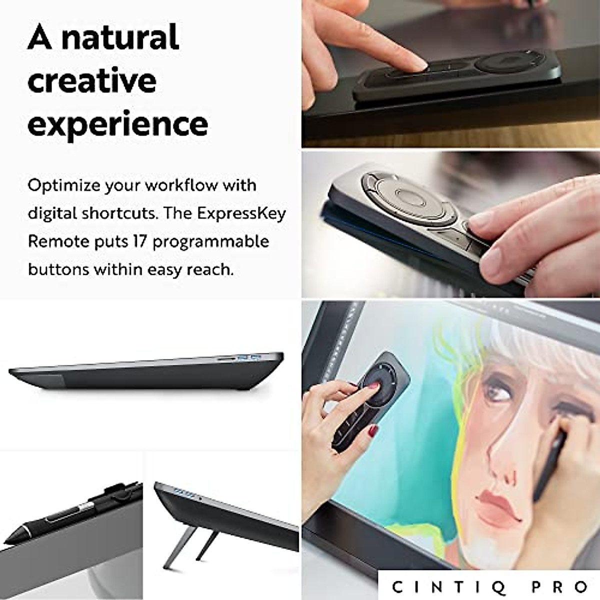 Wacom Cintiq Pro 24 Creative Pen and Touch Display – 4K graphic drawing monitor with 8192 pen pressure and 99% Adobe RGB (DTH2420K0), Black