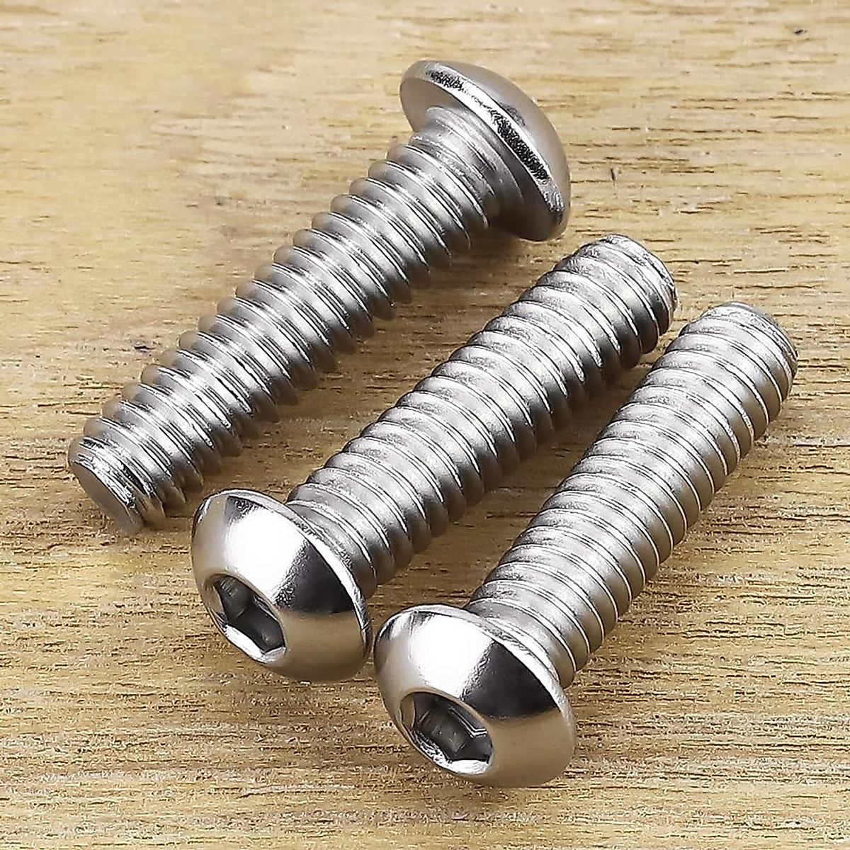 1/4-20 x 1 Button Head Socket Cap Bolts Screws, 304 Stainless Steel 18-8, Allen Hex Drive, Bright Finish, Fully Machine Thread, Pack of 100