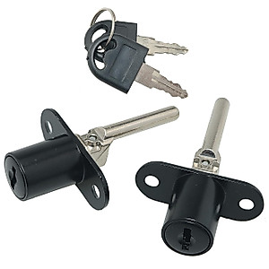 FMHXG 2PCS Drawer Lock Cabinet Lock Core with Key Desktop File Suitable for Wardrobes Furniture Storage Cabinets Display Cabinets Alloy Black