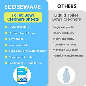 ecosewave Toilet Bowl Cleaner Sheets,32 Cleans, Lemon,Plastic-Free Packaging,Eco-Friendly, Toilet Bowl Cleaner Strips Great For Apartments, Dorms,Vanlife