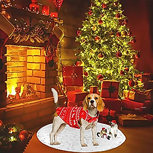 Christmas Dog Sweater Clothes, Red Reindeer Christmas Dog Jacket, Dog Winter Warm Coat, Reversible Dog Cold Weather Coat for Pet Clothes for Small and Medium Dogs