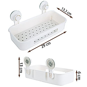 La Saveur Shower Caddy Suction Cup Shower Shelf, No Drilling Wall Mounted Shower Shelf, Removable Heavy Loading Bathtub Corner Shelf, Sponge Razor Soap Dish Holder Kitchen Bathroom Organizer