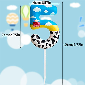 Zi Lan Toy Inspired Game Birthday Candle Cartoon Story Birthday Party Decorations Blue Sky White Cloud and Black Cow Birthday Cake Topper Candles for Boy Girl Cartoon Theme Party Decorations Supplies