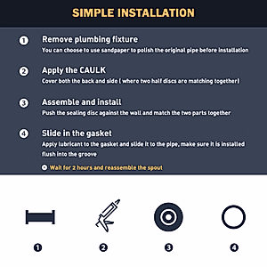 Flibyt Bathtub Spout Back Seal, Protect Bath Finished Wall from Water, Tub Spout Water Leakage Disc Seal for 1/2" Copper Pipe (OD 0.63" / 16mm)