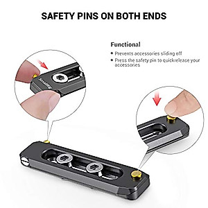 SMALLRIG Universal Low-Profile Quick Release NATO Rail Safety Rail 90mm/3.5inches Long with 1/4'' Screws for NATO Handle Camera Cage EVF Mount – BUN2484