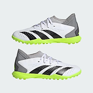 adidas Predator Accuracy.3 Turf Sneaker, White/Core Black/Lucid Lemon, 2 US Unisex Little Kid