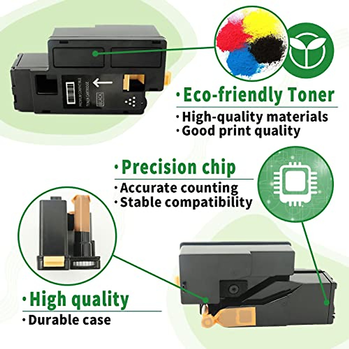 CAIRE Compatible Dell E525W E525DW E525 Toner Cartridge, Toner Cartridges Replacement for Dell E525W Color Laser Printer for 593-BBJX 593-BBJU 593-BBJV 593-BBJW (Black*2 Cyan Magenta Yellow, 5 Pack)