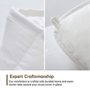 DWR 100% Cotton Fabric Covered Lightweight Down Alternative Comforter Queen, Ultra-Soft Skin-Friendly Cloud Breathable Eucalyptus Microfiber Filled Duvet Insert for Hot Sleeper (88x88, White)