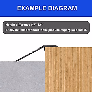 Aluminum Floor Transition Threshold Strip, Threshold Ramps for Doorways, Wheelchairs, Door/Tile/Threshold Reducer, Doorway Edge Trim Suitable for Threshold Height Less Than 1.6 Inch (Black, 90CM)