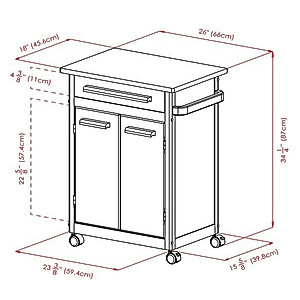 Winsome Wood Single Drawer Kitchen Cabinet Storage Cart, Natural