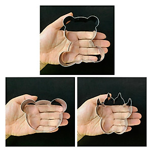 LUBTOSMN Bear Cookie Cutter Set - 3 Piece: Bear Head, Paw & Diswasher Safe Shapes for Baby Shower & Birthday Baking