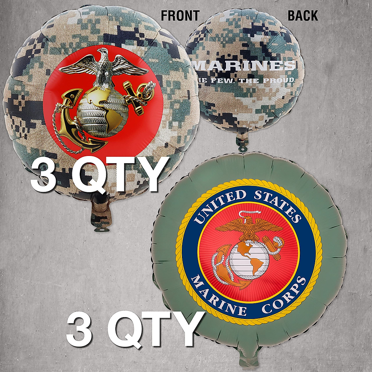 Havercamp U.S. Marine Balloons (6 Pack) 3 Marine Balloons with the Official Seal & 3 with Camo. Officially Licensed Marine Corps Balloons. Celebrate your Marines Birthday, Graduation, Homecoming.