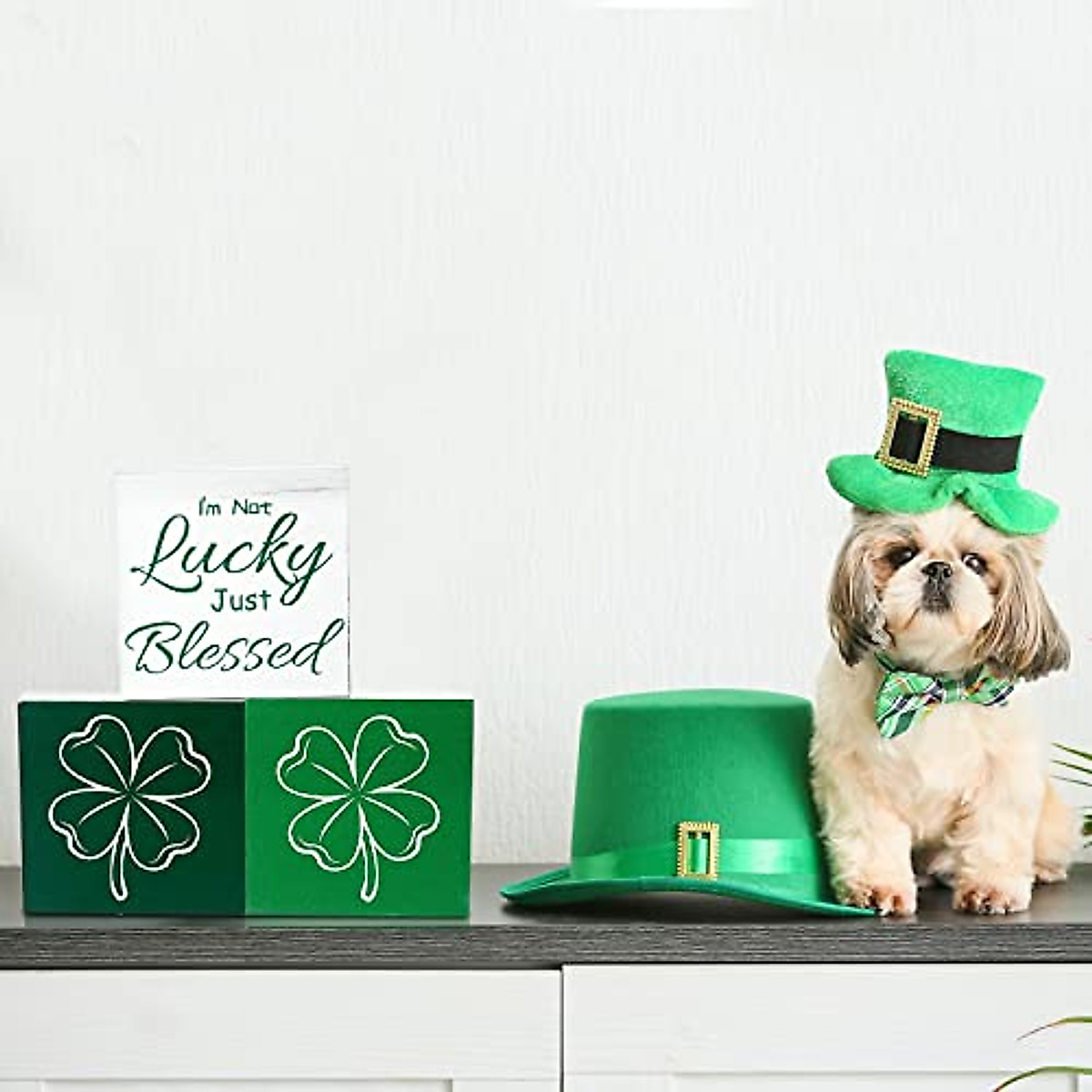 3 Pieces St. Patrick's Day Decorations for The Home Wood Sign Green Shamrock Irish Table Decor St Patrick Day Table Decorative Signs and Plaques for St Patrick's Day Decorations Supplies