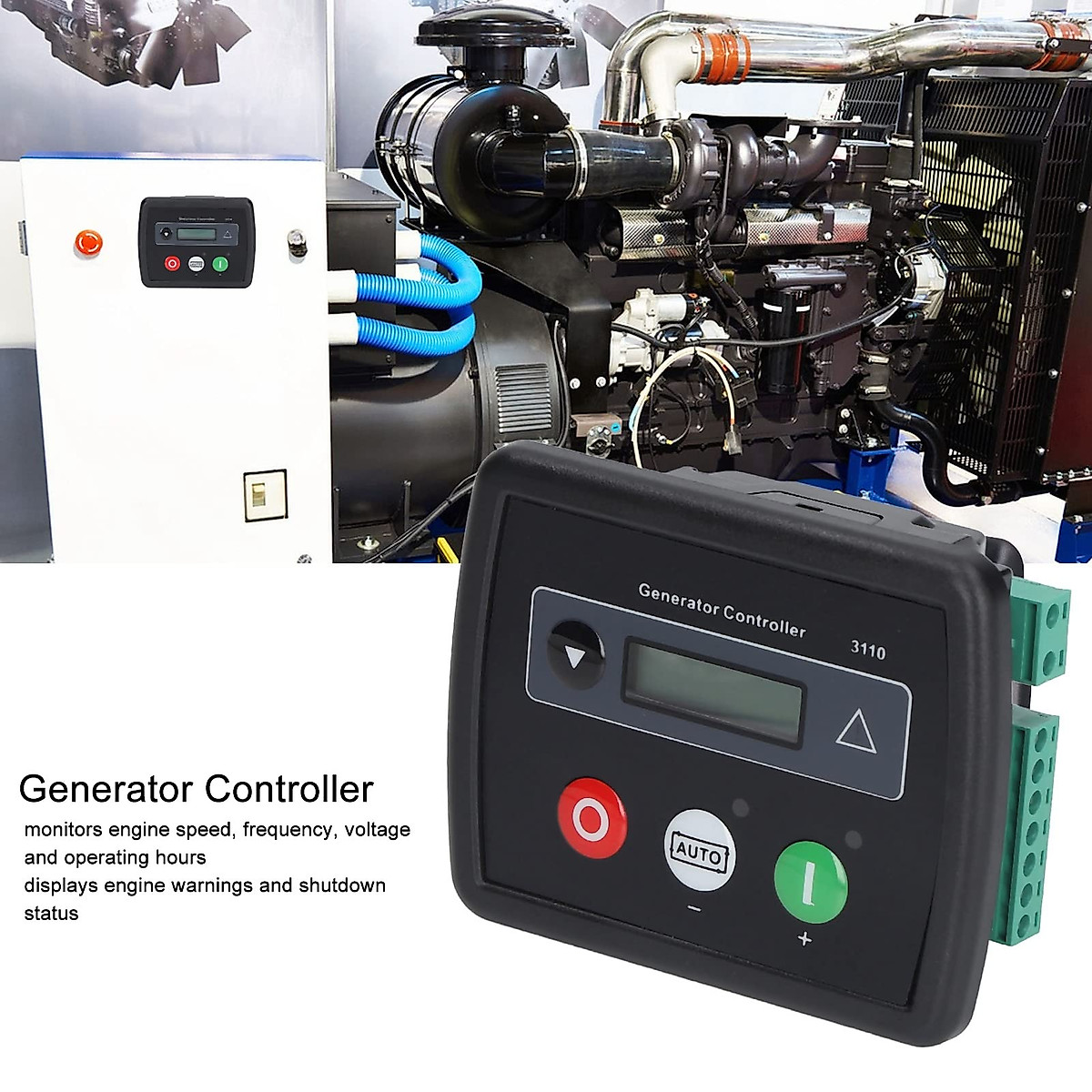Generator Control Panel with LCD Display Controller Module,Generator Controller Module,Programmable DSE3110 DC 8-35V Auto Controller for Diesel Generator, Engine Control Module Remote Generator