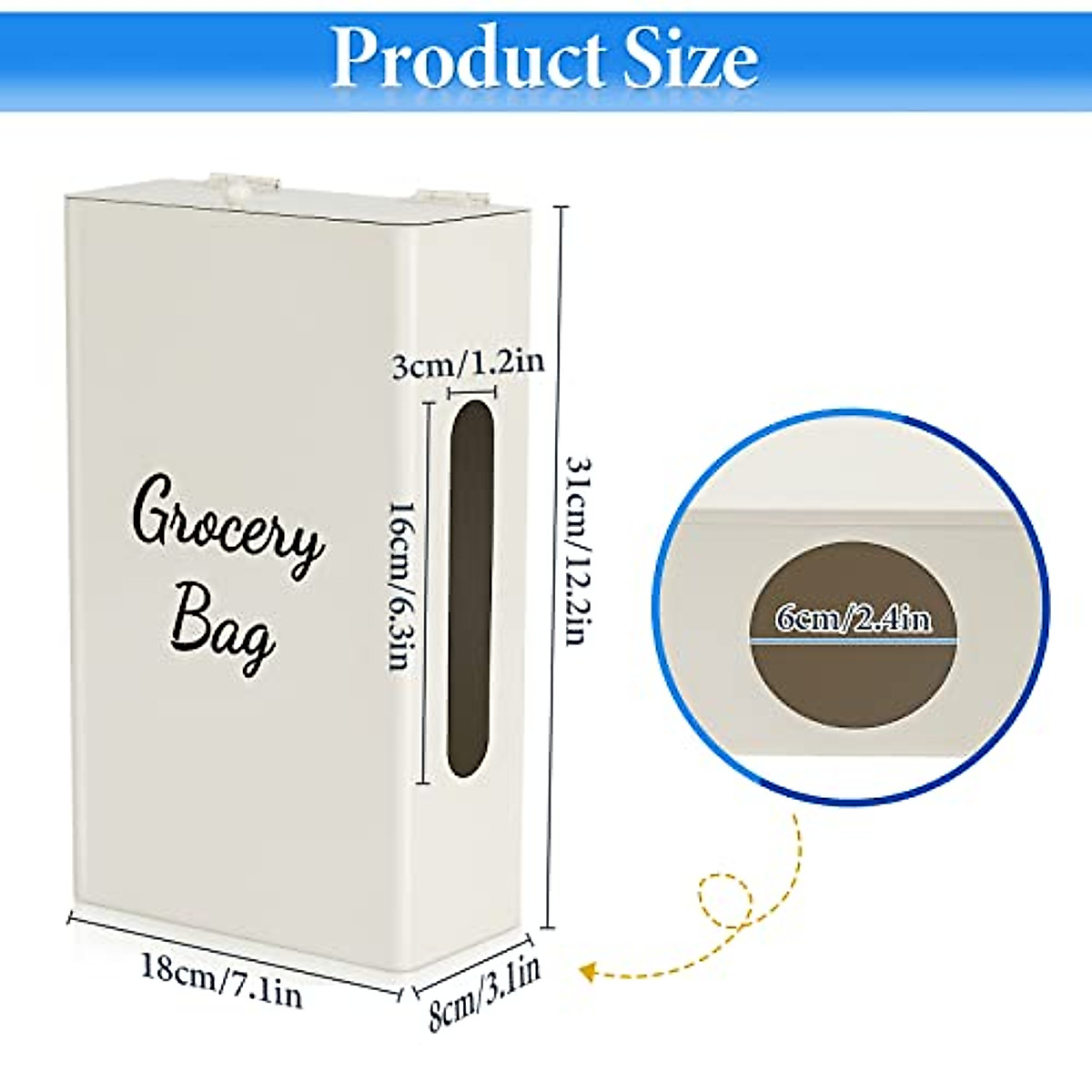 Jolensoy Grocery Bag Holder Plastic Bag Holder Wall Mount Trash Bag Holder Easy-Access Opening for Home Kitchen Organization (Ivory white)