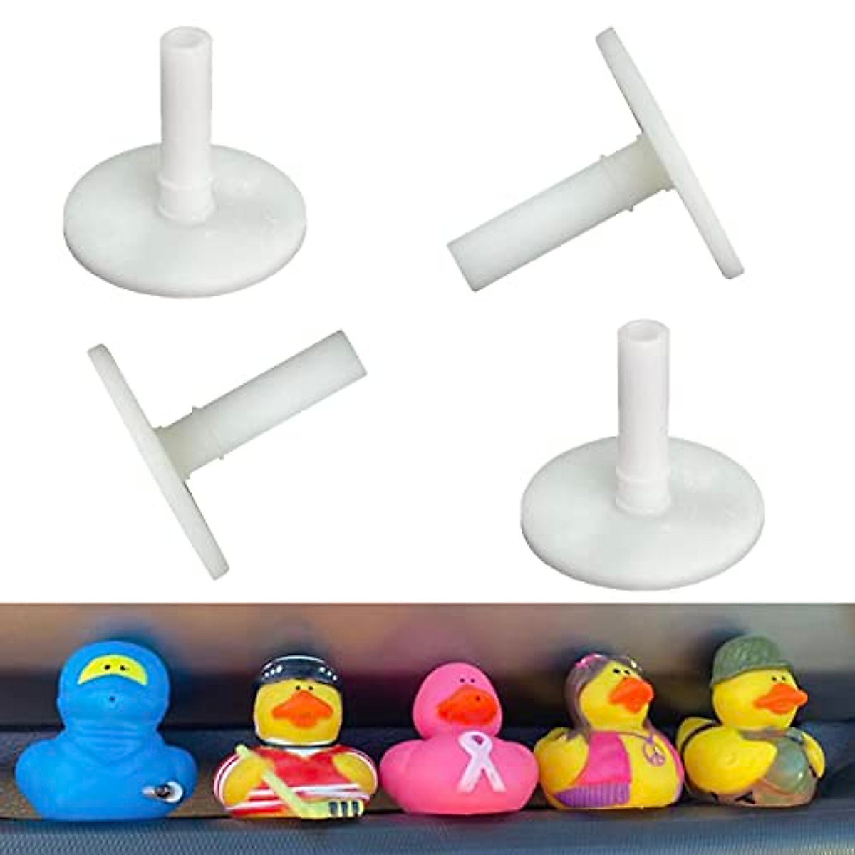TEYOUYI 4pcs Duck Plug - Rubber Duck Mount,Flock Locker Rubber Duck Holder for Jeep Dash and Fixed Display,Gift for Jeep Lover,White（Excluding Rubber Duck） Black
