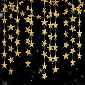 jijAcraft Glitter Gold Star Garland Decorations Hanging Garands Banner Backdrop, 2.7 inch Star Party Decoration for Birthday Baby Shower Wedding Kids Room Ramadan EID Graduation Decor (52 Feet)