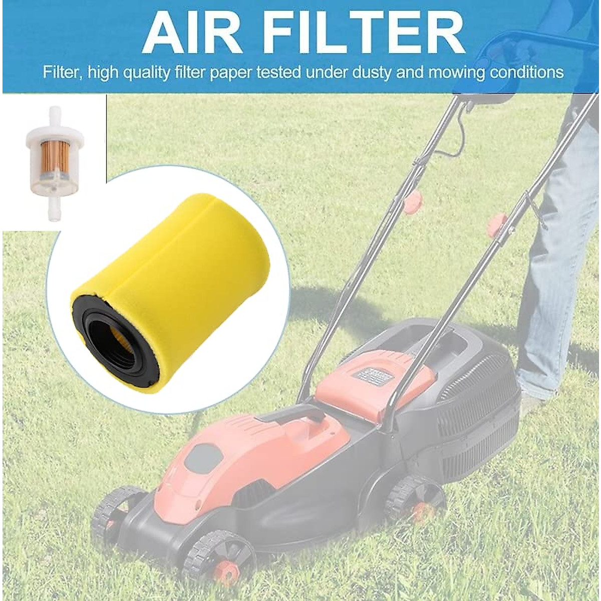 796031 Air Filter with Fuel Filter for John Deere D100 D110 D125 D130 Fits for Husqvarna Yta22V46 Yth22V46 Yth24V48 Hu800Awd, BS 591334 492932 310000 Engine Lawn Mower