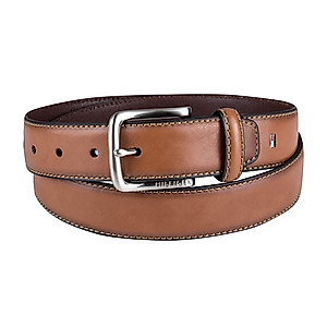 Tommy Hilfiger Men's Casual Belt, brown logo, 30
