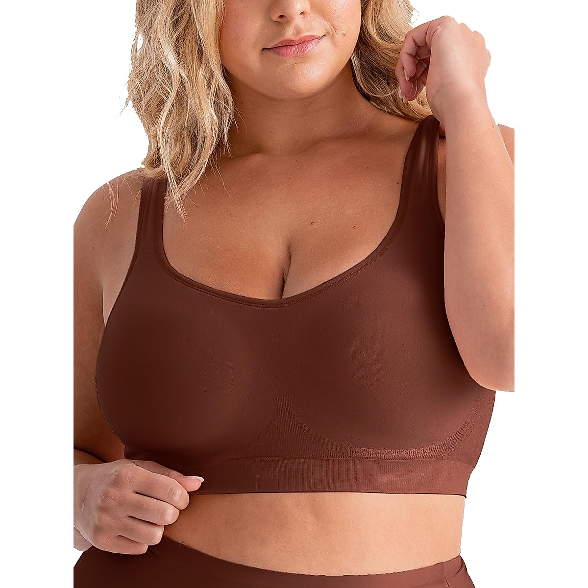SHAPERMINT Bras for Women - Bras for Women no Underwire, Bralettes for Women Plus Size, Wireless Push up Bra Chocolate