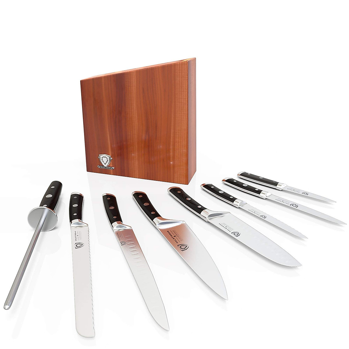 The Gladiator Series Elite 8-Piece Knife Block Set Gift Set Bundled with The Dalstrong Premium, Extra-Large Whetstone Kit - #6000/#1000 Grit with Stand