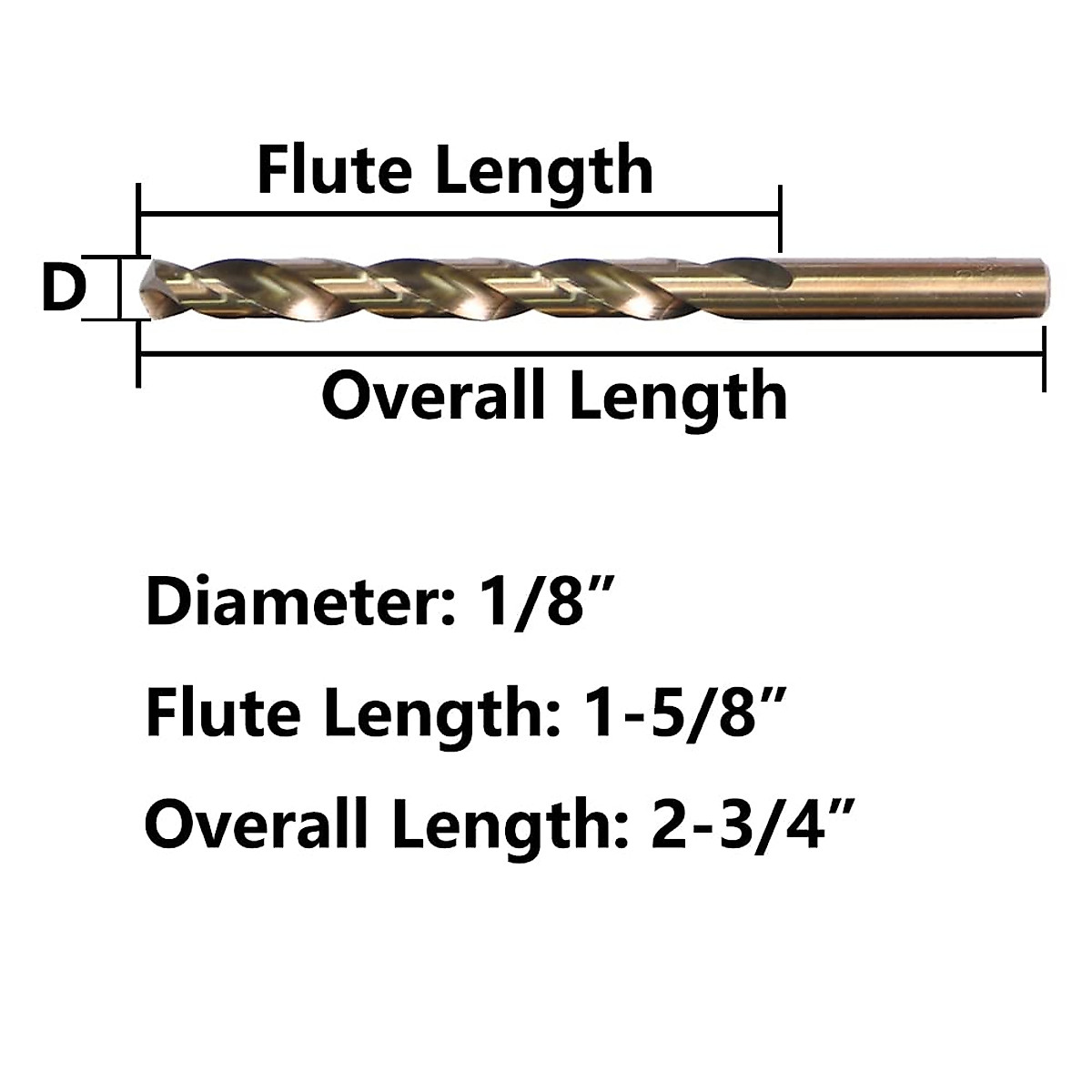 VALYRIANTOOL 1/8" Cobalt Drill Bits(20PCS), M35 HSSCO High Speed Steel Jobber Length Twist Drill Bit Set for Hardened Metal, Stainless Steel, Cast Iron, Plastic and Wood
