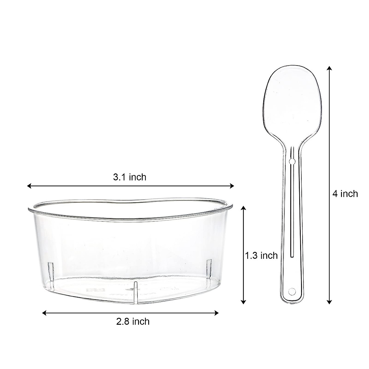 Foraineam 100 Pack 3.5 oz Clear Plastic Dessert Cups with Spoons, Valentine's Day Mini Appetizer Serving Plates Disposable Bowls for Desserts, Appetizers, Puddings, Mousse, Fruit Parfait and More