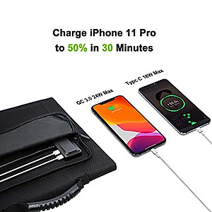 PAXCESS 60W 18V Portable Solar Panel, Off Grid Foldable Solar Charger with USB QC 3.0&Type C Output, Compatible with Rockpals/Jackery/Flashfish Solar Generator Power Station for Camping