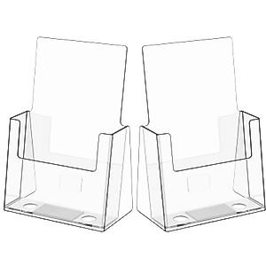 MaxGear Acrylic Brochure Holder 6 x 9 Inches, Clear Literature Holder Acrylic Countertop Organizer Plastic Flyer Display Stand Clear Bi-fold Magazine Holder for Pamphlet, Booklet, Menu, 2 Pack