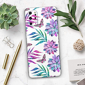 DesignSkinz Watercolor Succulent Bloom V17 Protective Vinyl Decal Wrap Skin Cover Compatible with The Samsung Galaxy S20 (Screen Trim & Back Glass Skin)