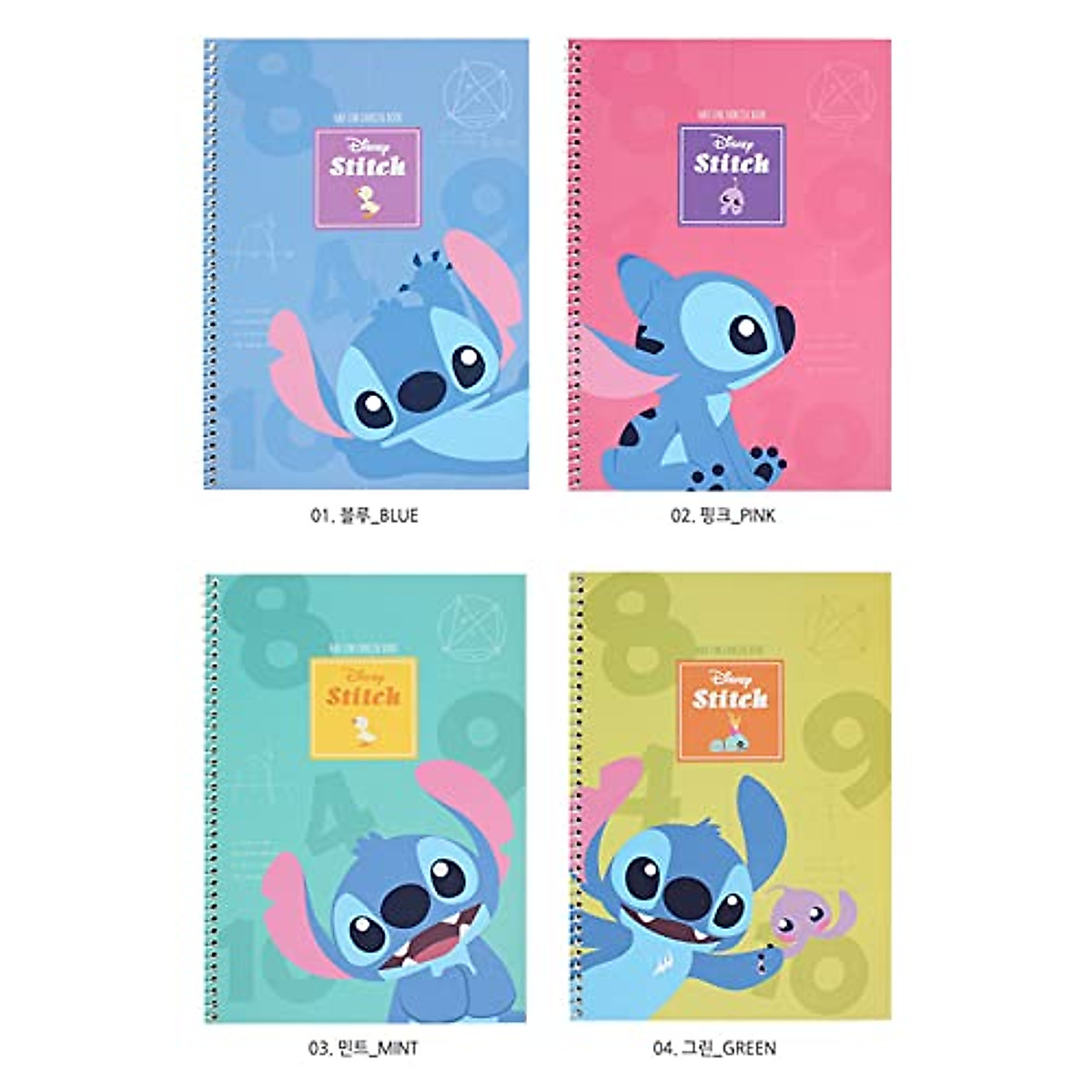 Stitch Character Half Line Spring Note - Cute 10.2 x 7.4 in Spiral Bound Notebook with Unique Half-Lined Pages, Durable Hardcover, Ideal for Writing & Drawing - for Students, Kids and Adults (Green)