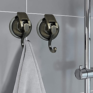 YSSILADI Suction Cup Hooks Heavy Duty Vacuum Suction Shower Hooks Glass Suction Cup Hooks Bathroom Robe Hooks Reusable, No Hole Punched, for Garland Decoration (Bronze, 4 Pack)