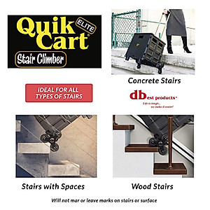 dbest products Quik Cart Elite Stair Climber Wheeled Rolling Crate Teacher Utility With seat Heavy Duty Collapsible Basket With Handle, Black
