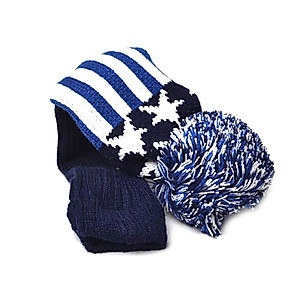 PLUSKER Golf Head Covers Blue for Driver and Fairway Woods Club with Long Neck Pom Pom Sock Knitted Proector 3Pcs/Set Golf Headcovers for Male/Female Golfers