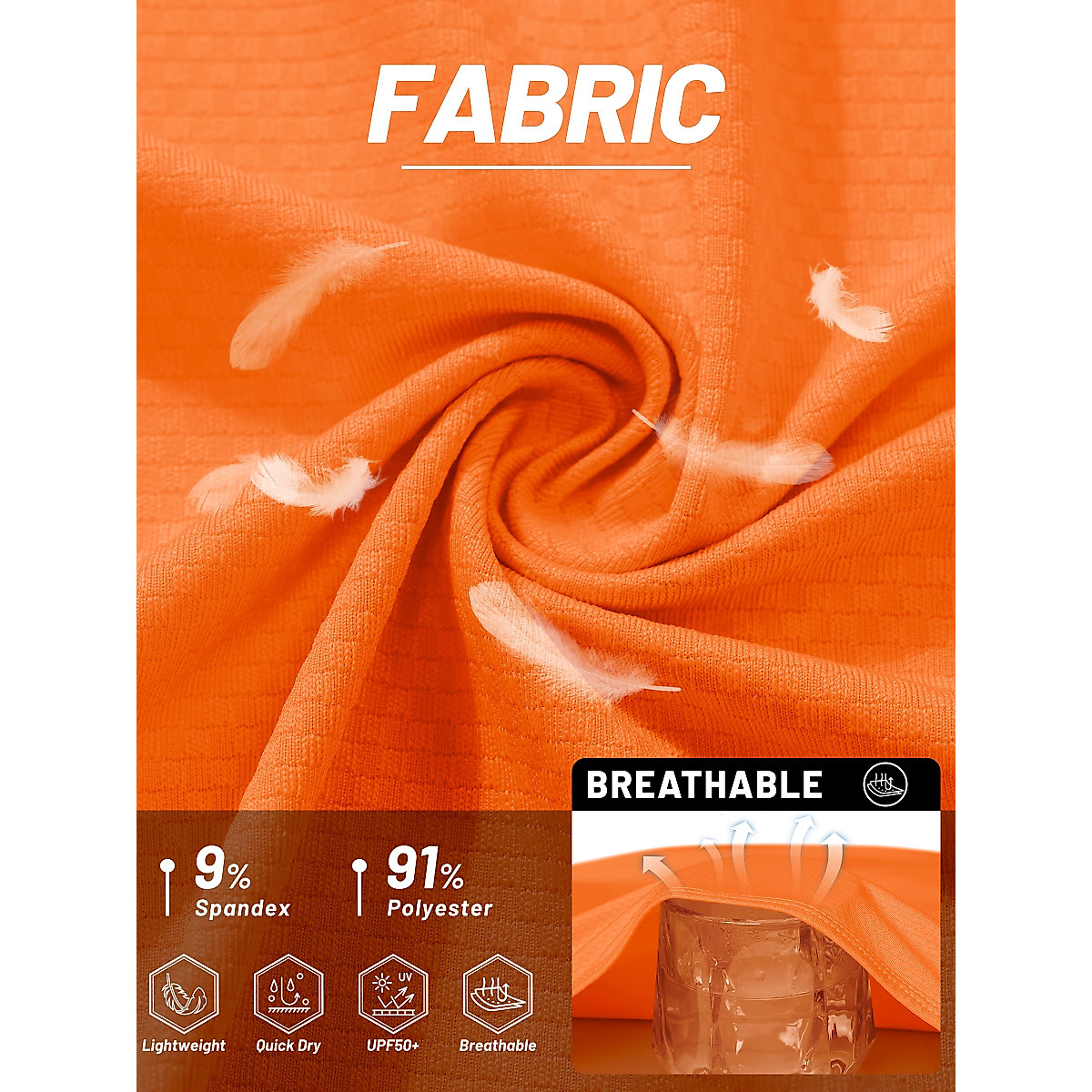 TACVASEN Women's Athletic Jacket Sun Protection Shirt Orange Tops for Women Workout Jackets UPF 50+ Summer Rash Guard