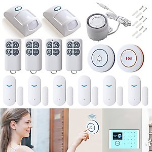 SEHOMY 16 Pieces kit Home Security System with GSM and WIFI APP Control, Wireless Door sensor Burglar Realtime Alarm for Office Shop, Apartment Security, Compatible with Alexa and Google Assistant