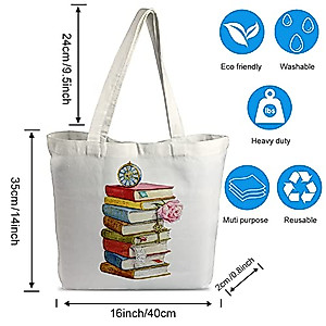 HANGMAI Tote Bag for Women Classics Book Travel Handbag For Students Book Lover Girls Shopping Librarian Gifts